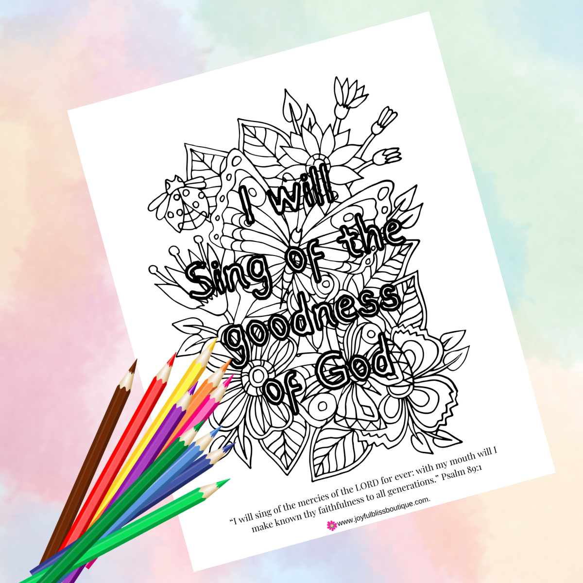 Goodness of God Adult Coloring Page Bundle Psalm 89:1 – Joyful Bliss ...